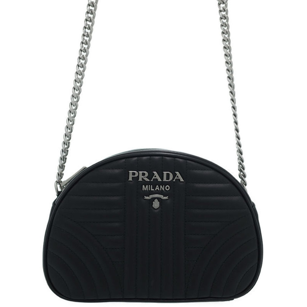 Prada Diagram Chain Shoulder Bag Black - Gem